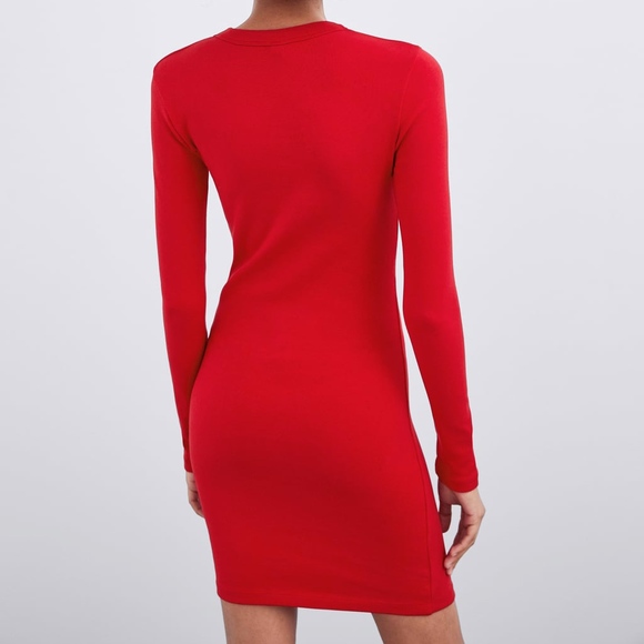 Zara | Dresses | Nwt Zara Red Cherry Fitted Dress Long Sleeve | Poshmark